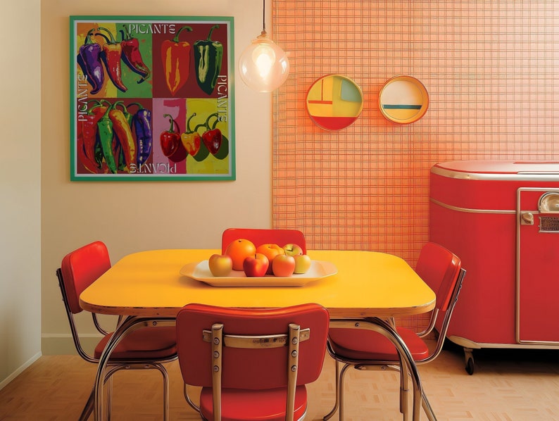 Retro Kitchen Print, Kitchen Art, Chili Pepper Print, Kitchen Decor ...