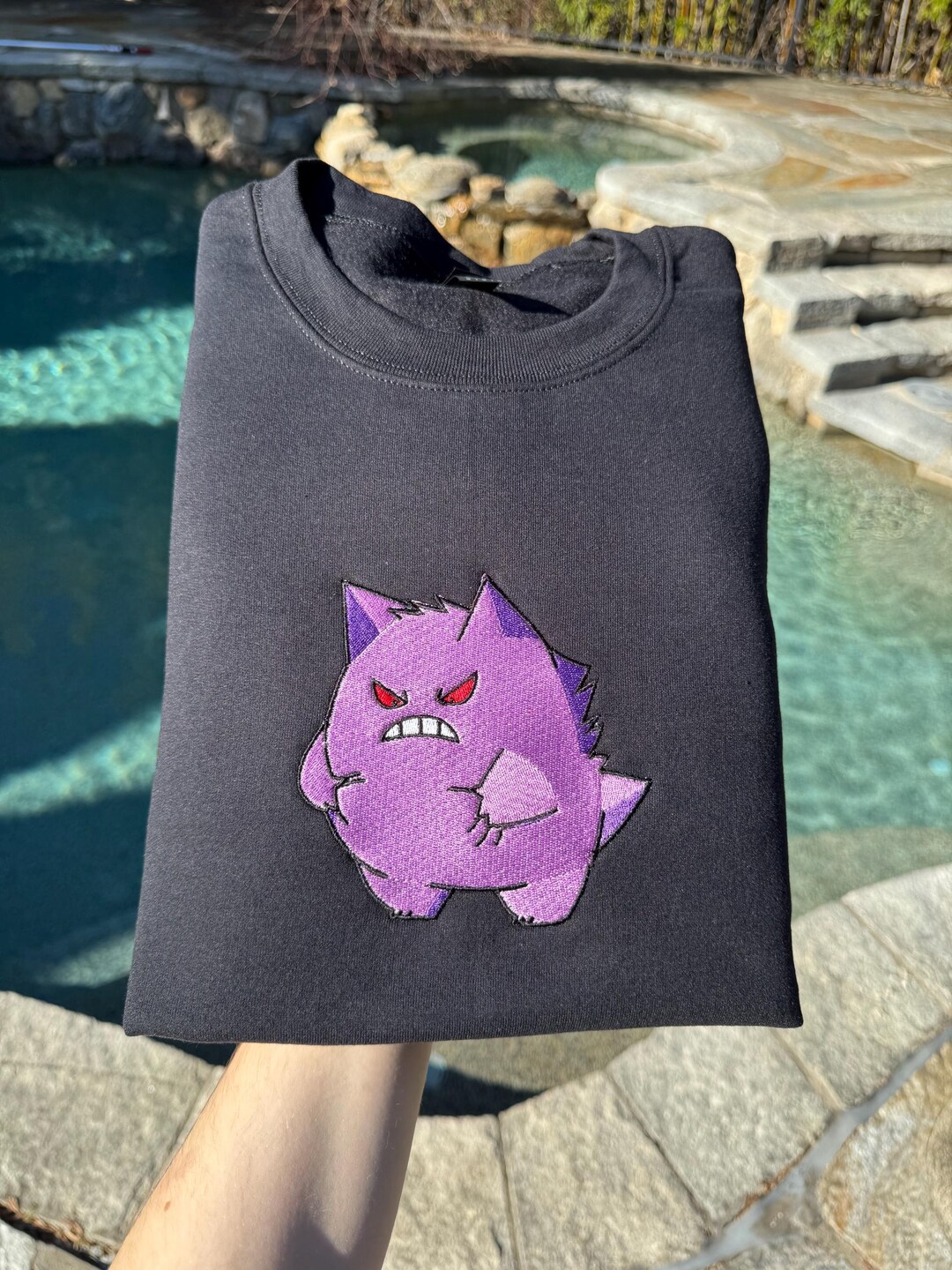Gengar Pokemon Embroidered Clothing, Anime Embroidered Apparel, Cute ...