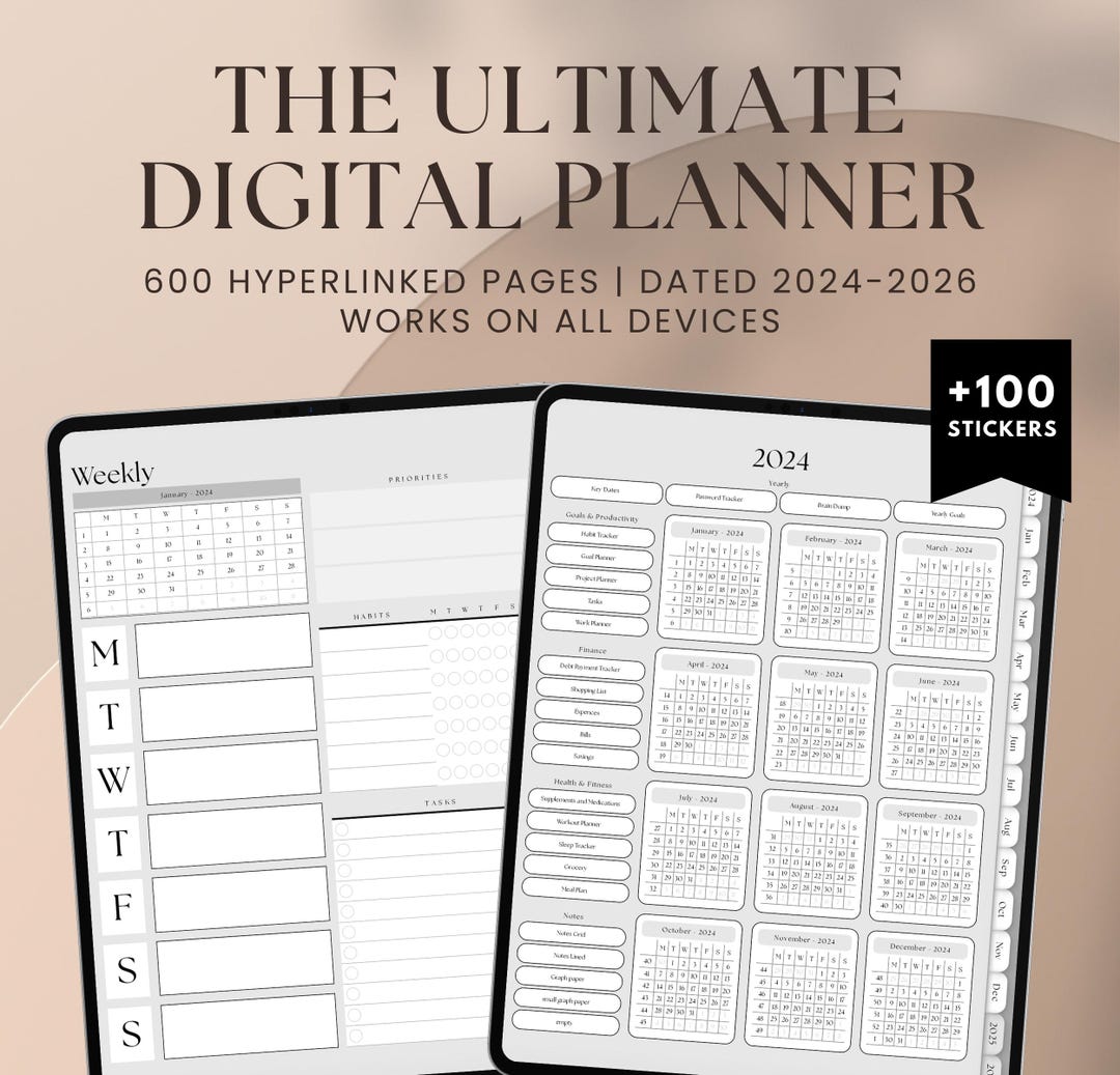 Comprehensive 2024-2026 Digital Planner: Weekly, Monthly & Adhd ...