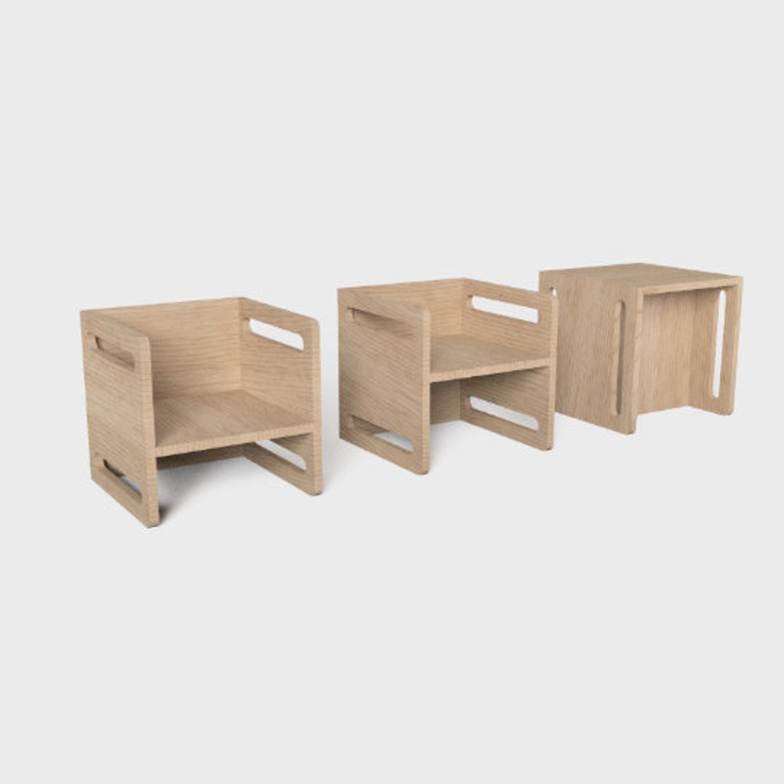 Montessori Cube Chair, Children's Table, Plywood Cube Chair, Wood Kids ...