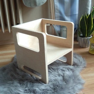 Montessori Cube Chair, Children's Table, Plywood Cube Chair, Wood Kids ...