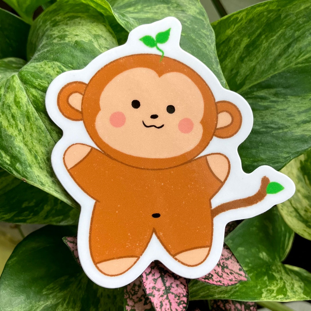 Monkey Sticker || Cute Moneky Sticker, Cute Sticker, Animal Sticker ...