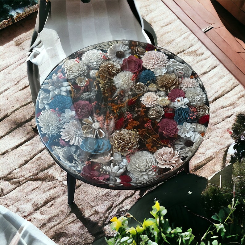 Flowers in Resin Table - Etsy