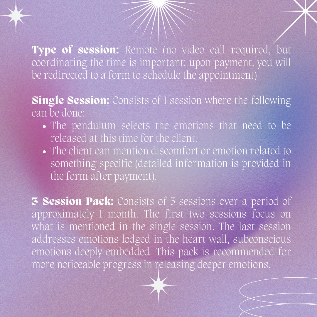 Release of Trapped Emotions, Pendulum Reading, Dowsing, Pack Sessions ...