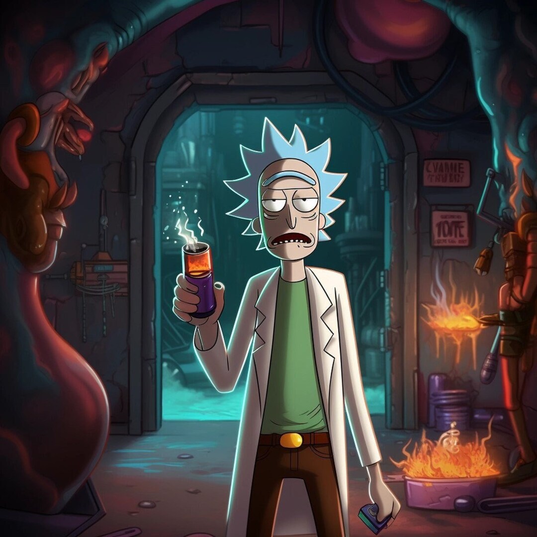 Rick Beer Rick & Morty Psychedelic Painting - Etsy