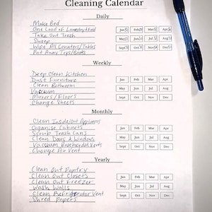 Printable Cleaning Calendar - Standard Size (8.5in X 11in) - ADHD ...