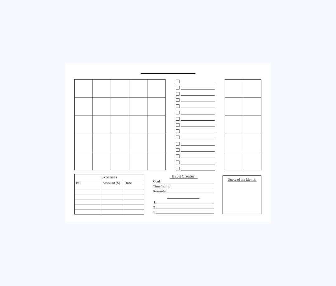 Printable Planner Template - Split Monthly View (11in by 8.5in) - ADHD ...