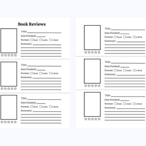 Printable Planner Template - Book Review - A5 - ADHD Friendly - Etsy