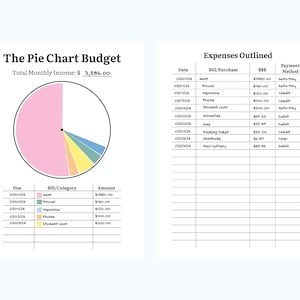 Printable Planner Template - the Pie Chart Budget - 8.5in by 11in ...