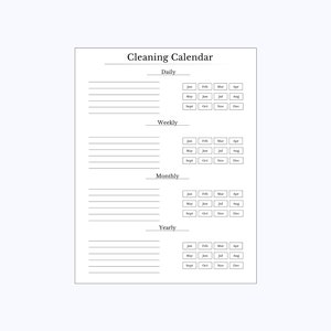 Printable Cleaning Calendar - Standard Size (8.5in X 11in) - ADHD ...