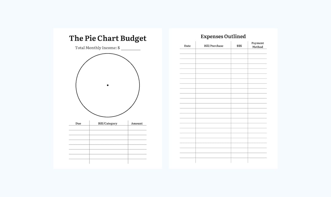 Printable Planner Template - the Pie Chart Budget - 8.5in by 11in ...
