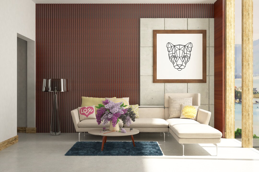 Geometric Simple Puma Cat Poster Animals Art Print Wall Picture 40x40cm ...