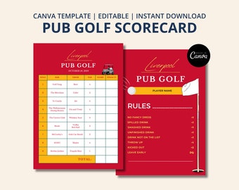 Portsmouth Pub Golf Scorecard | Editable Canva Template | Printable Pub ...