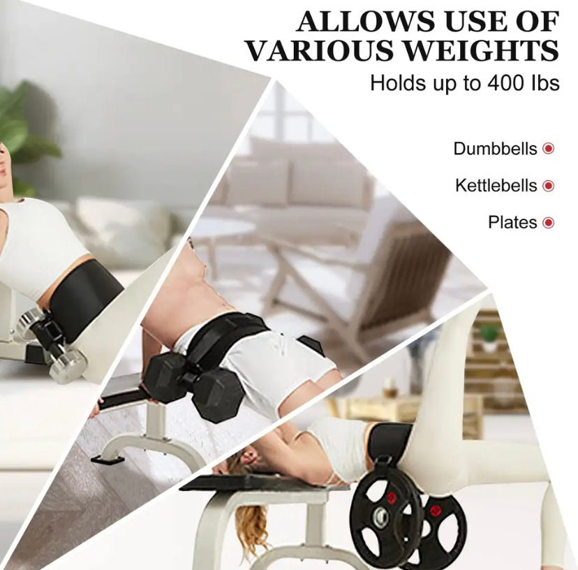 Hip Thrust Belt Glute Bridge Pad Workout With Dumbbells Kettlebells for ...