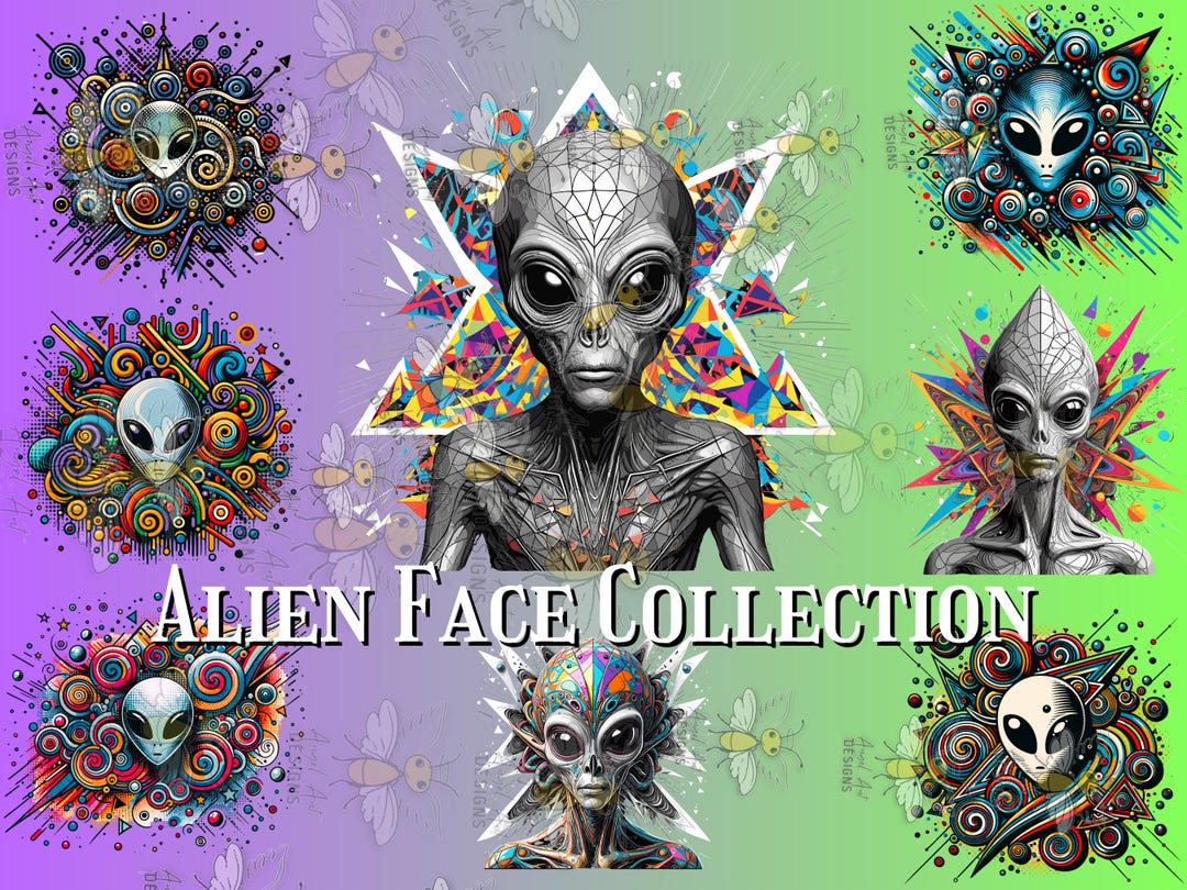 Alien Head Designs Abstract Alien Art Sci-fi PNG Digital Download Alien ...