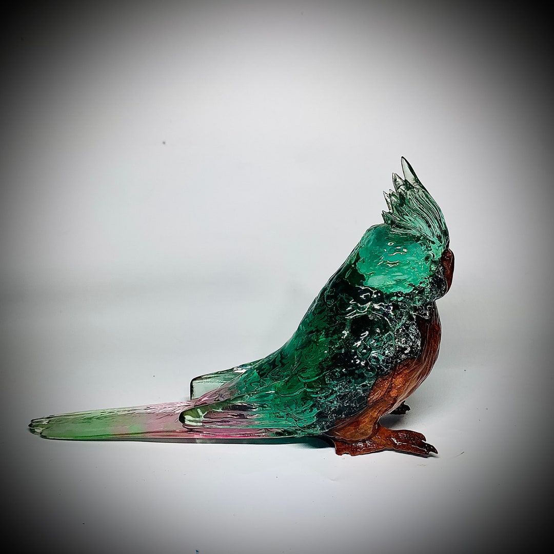 Parrot Statue, Wood Sculpture, Epoxy Resin, Bird Statue, Art, Sculpture ...