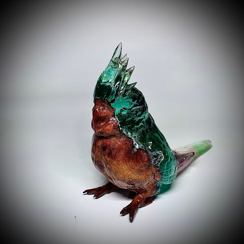 Parrot Statue, Wood Sculpture, Epoxy Resin, Bird Statue, Art, Sculpture ...