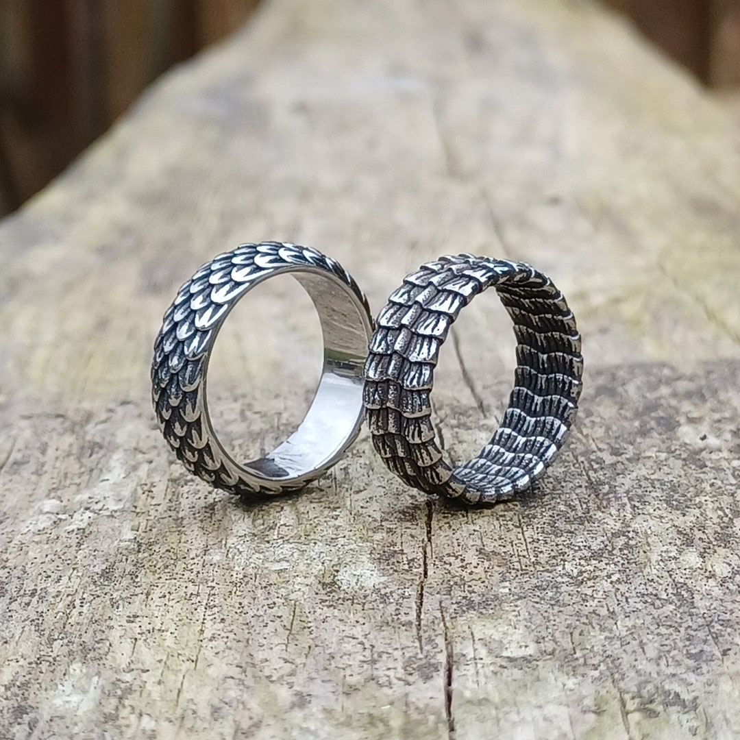 Dragon Snake Scale Rings - Stainless Steel Silver Viking Celtic Norse ...
