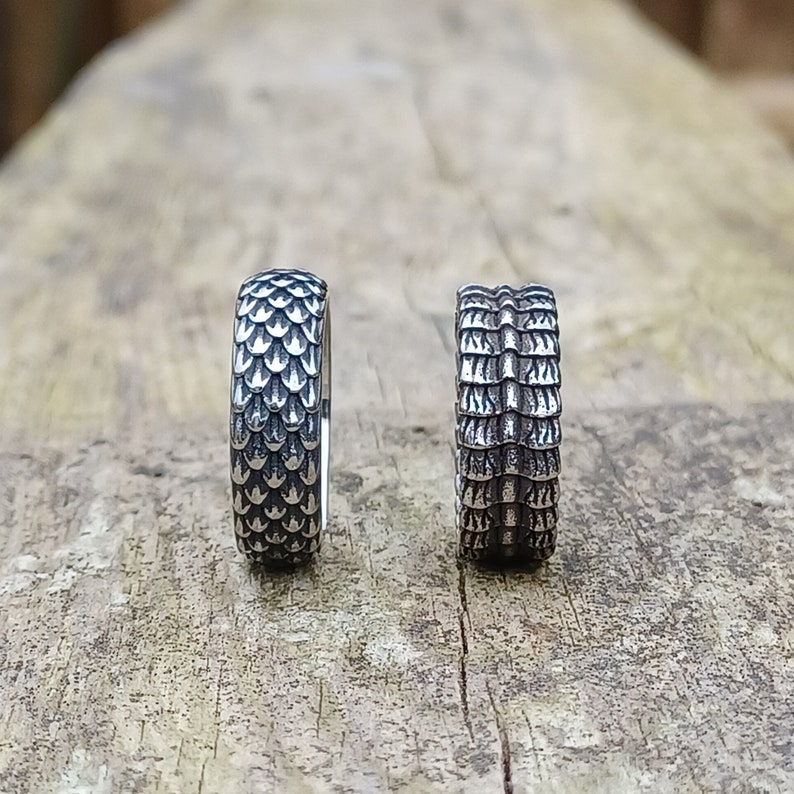 Dragon Snake Scale Rings - Stainless Steel Silver Viking Celtic Norse ...