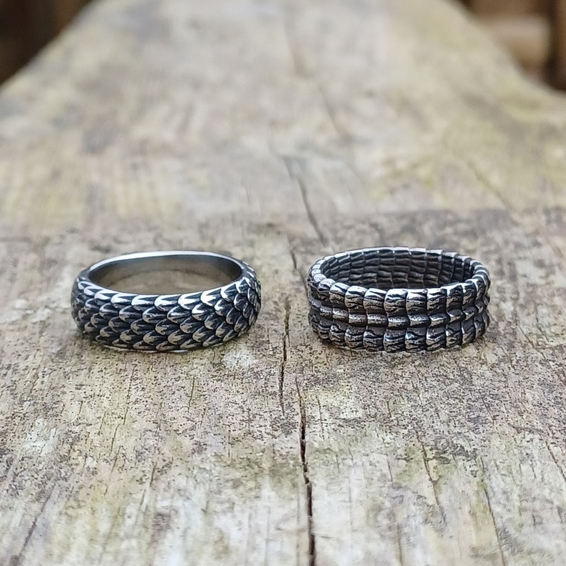 Dragon Snake Scale Rings - Stainless Steel Silver Viking Celtic Norse ...