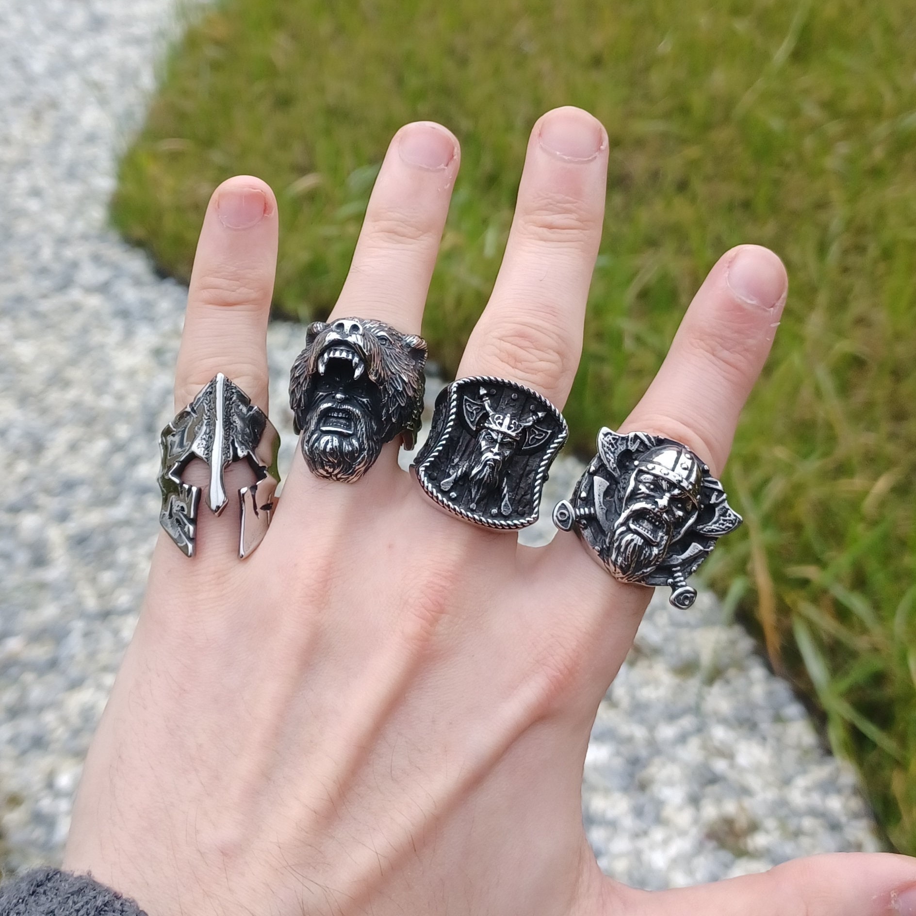 Viking Warrior Rings - Men's Stainless Steel Berserker Norse Celtic ...