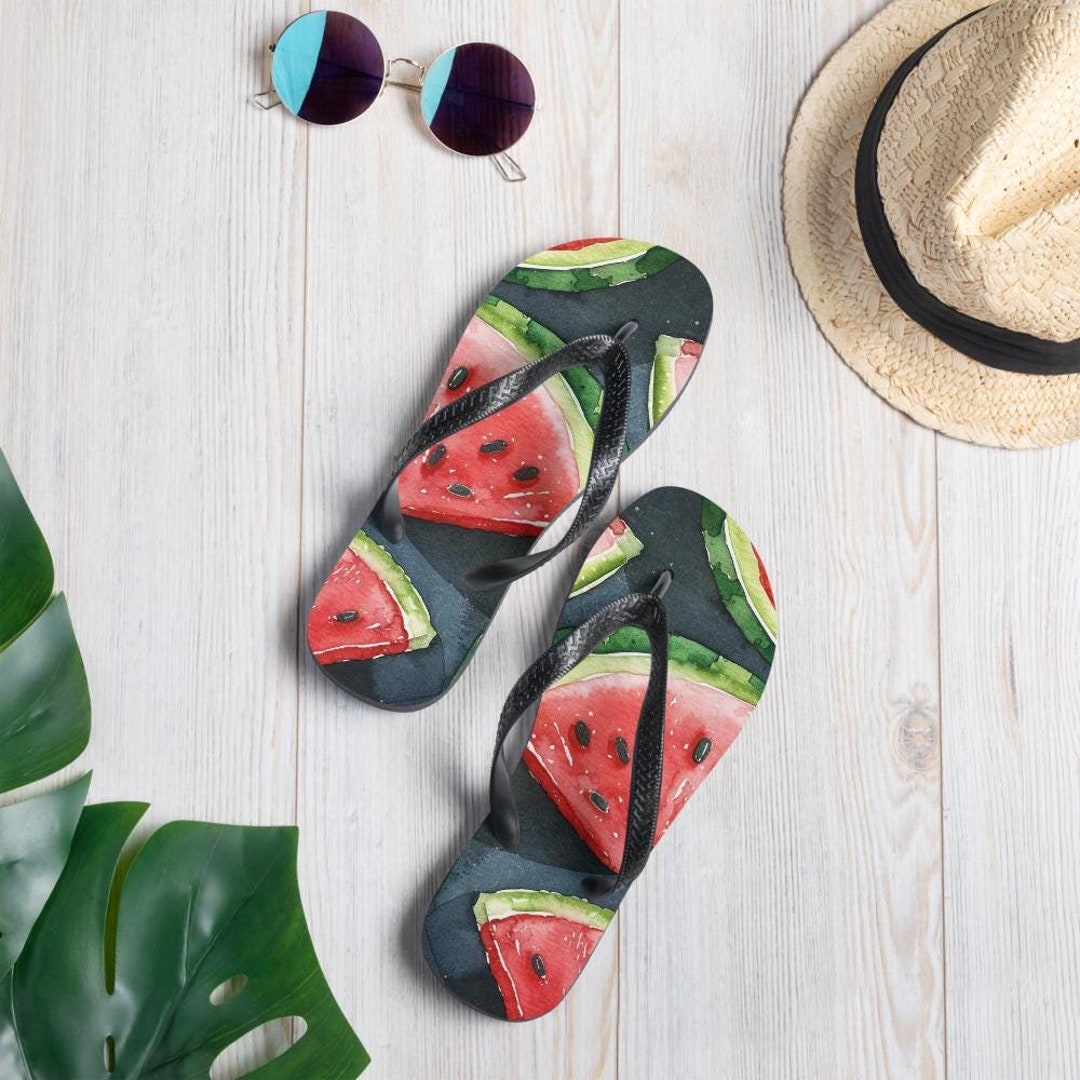 Watermelon Flip-flops - Cute Fruity Summer Sandals, Fun Vacation Beach ...
