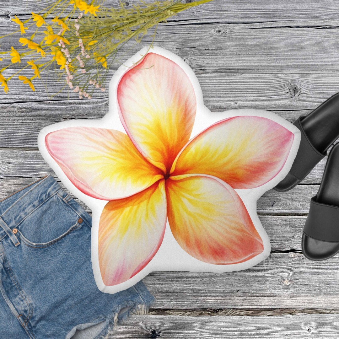 Plumeria Shaped Pillow - Flower Decorative Pillow, Tropical Home Decor ...