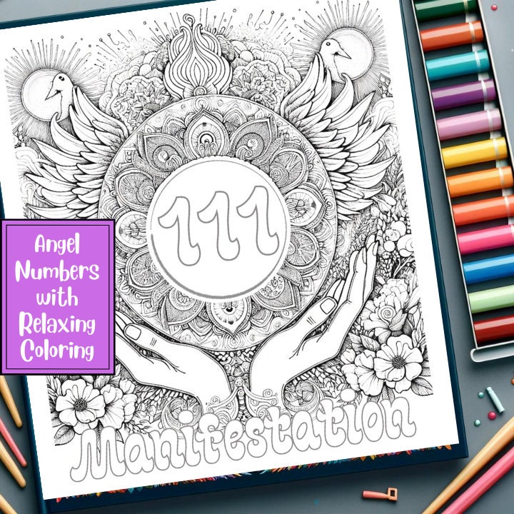 Angel Numbers Adult Coloring Pages- Fun Activity for Relaxation ...