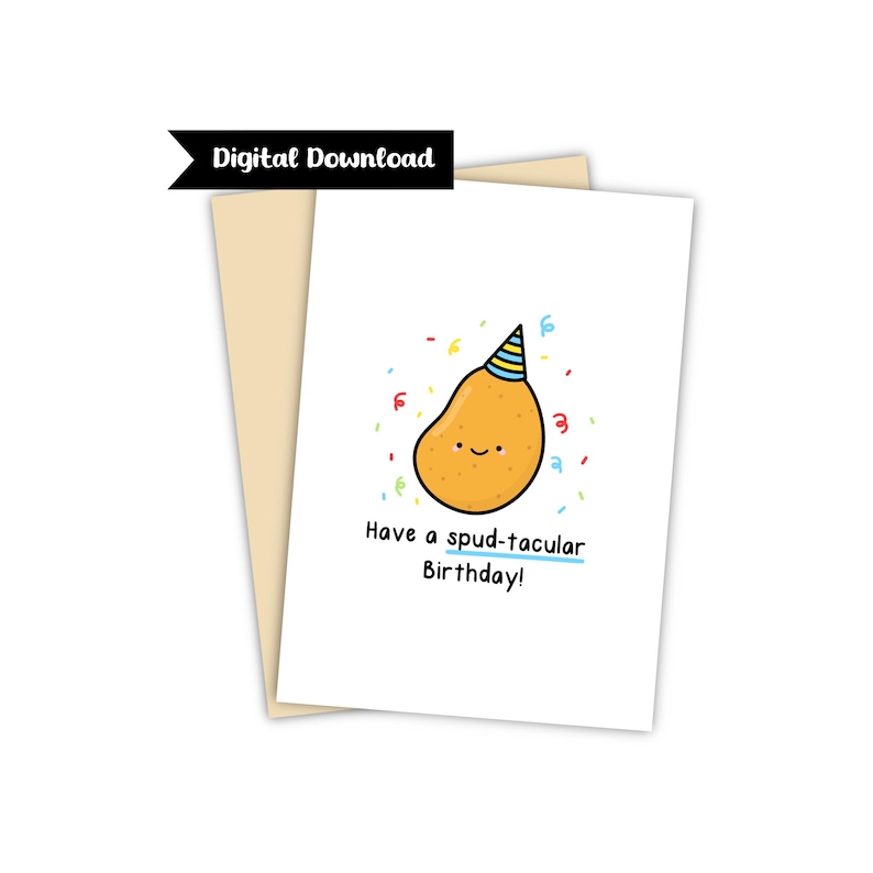 Funny Birthday Card | Cute Potato Spud | Happy Birthday! | Cute ...
