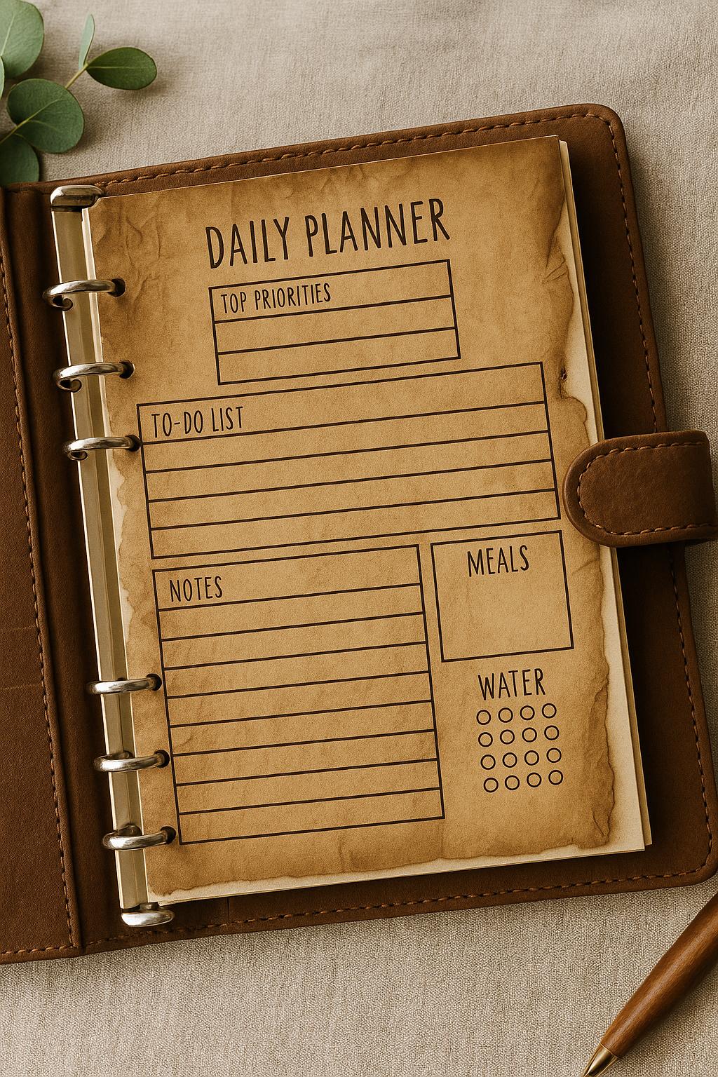 Rustic Daily Planner Printable/vintage Paper Planner Page/pdf Download ...