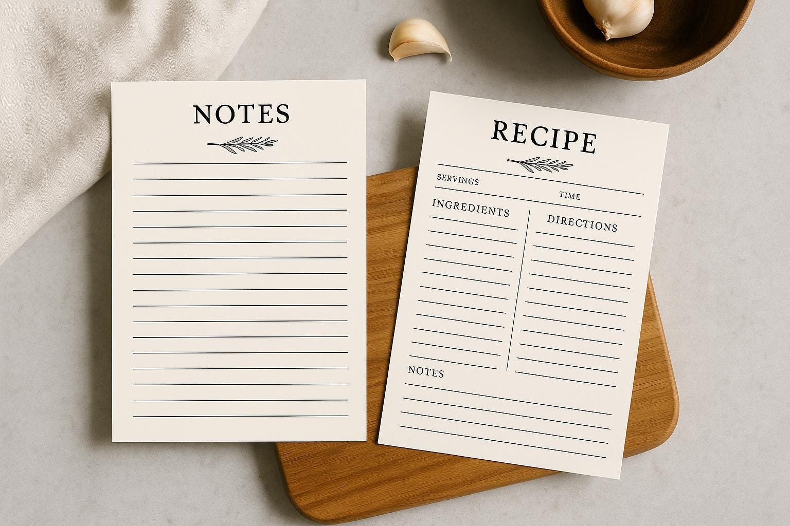 Farmhouse Recipe Card Printable | 4x6 & 5x7 Rustic Kitchen Notes ...