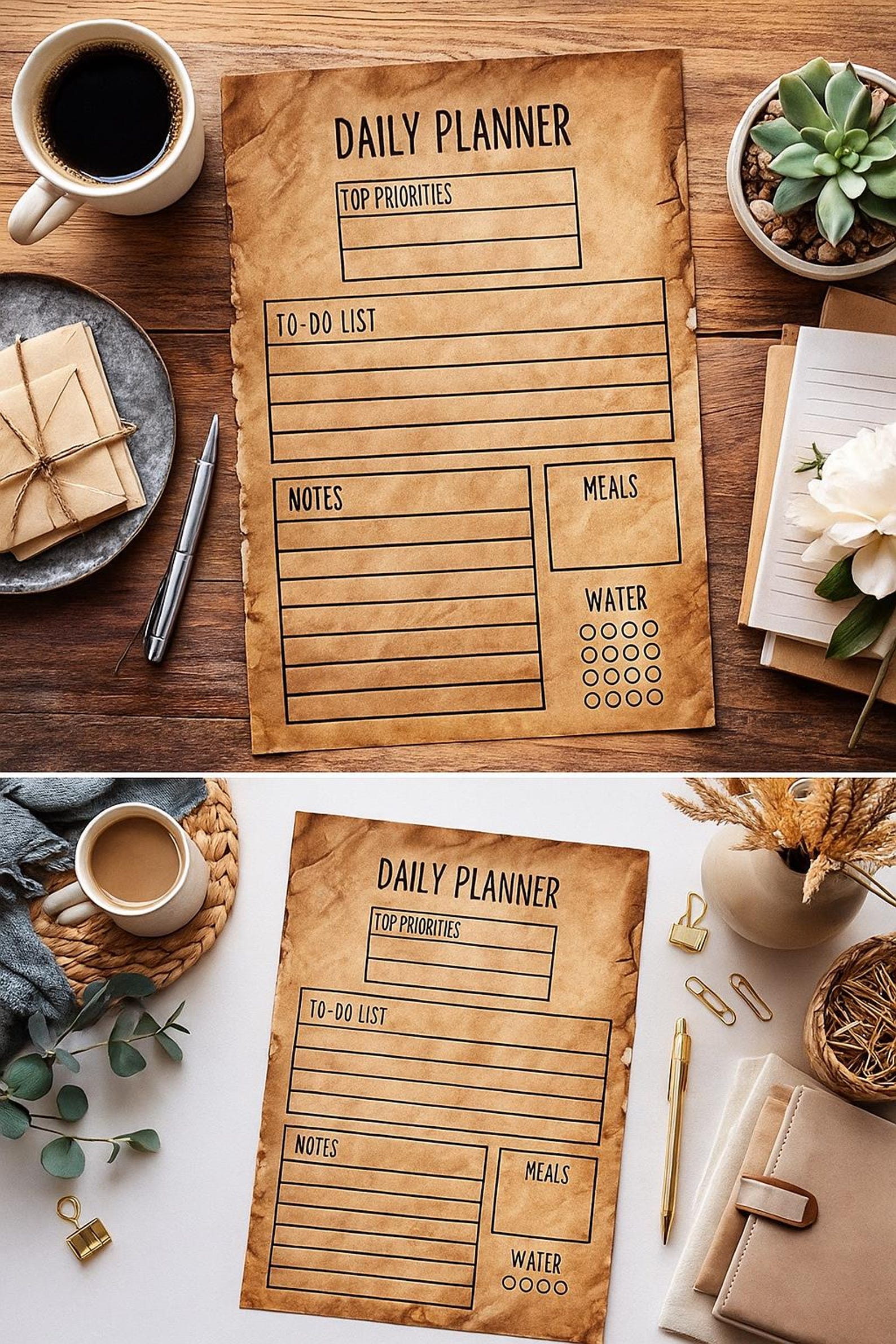 Rustic Daily Planner Printable/vintage Paper Planner Page/pdf Download ...