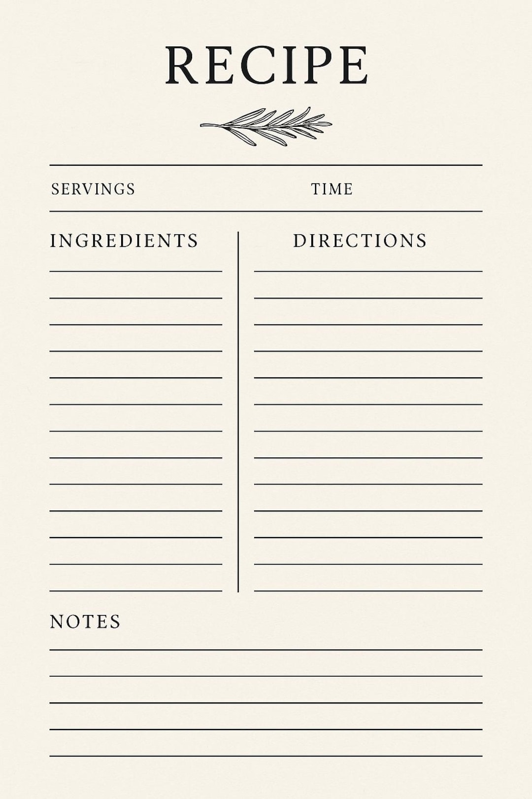 Farmhouse Recipe Card Printable | 4x6 & 5x7 Rustic Kitchen Notes ...
