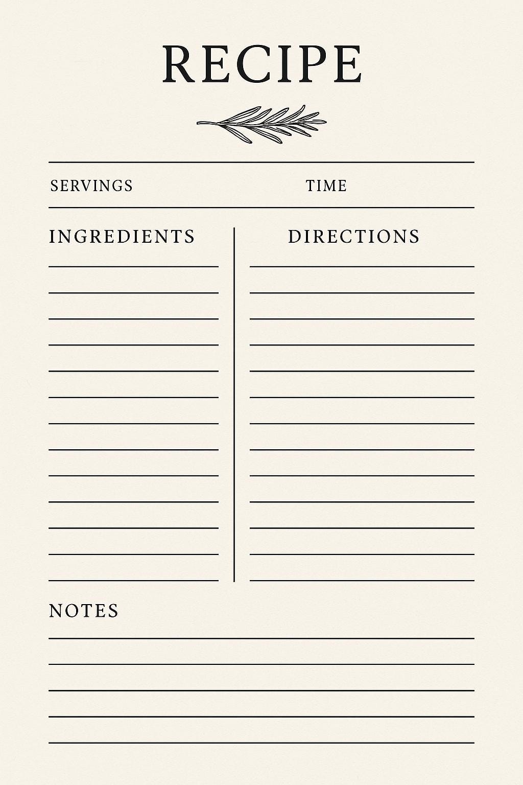 Farmhouse Recipe Card Printable | 4x6 & 5x7 Rustic Kitchen Notes ...