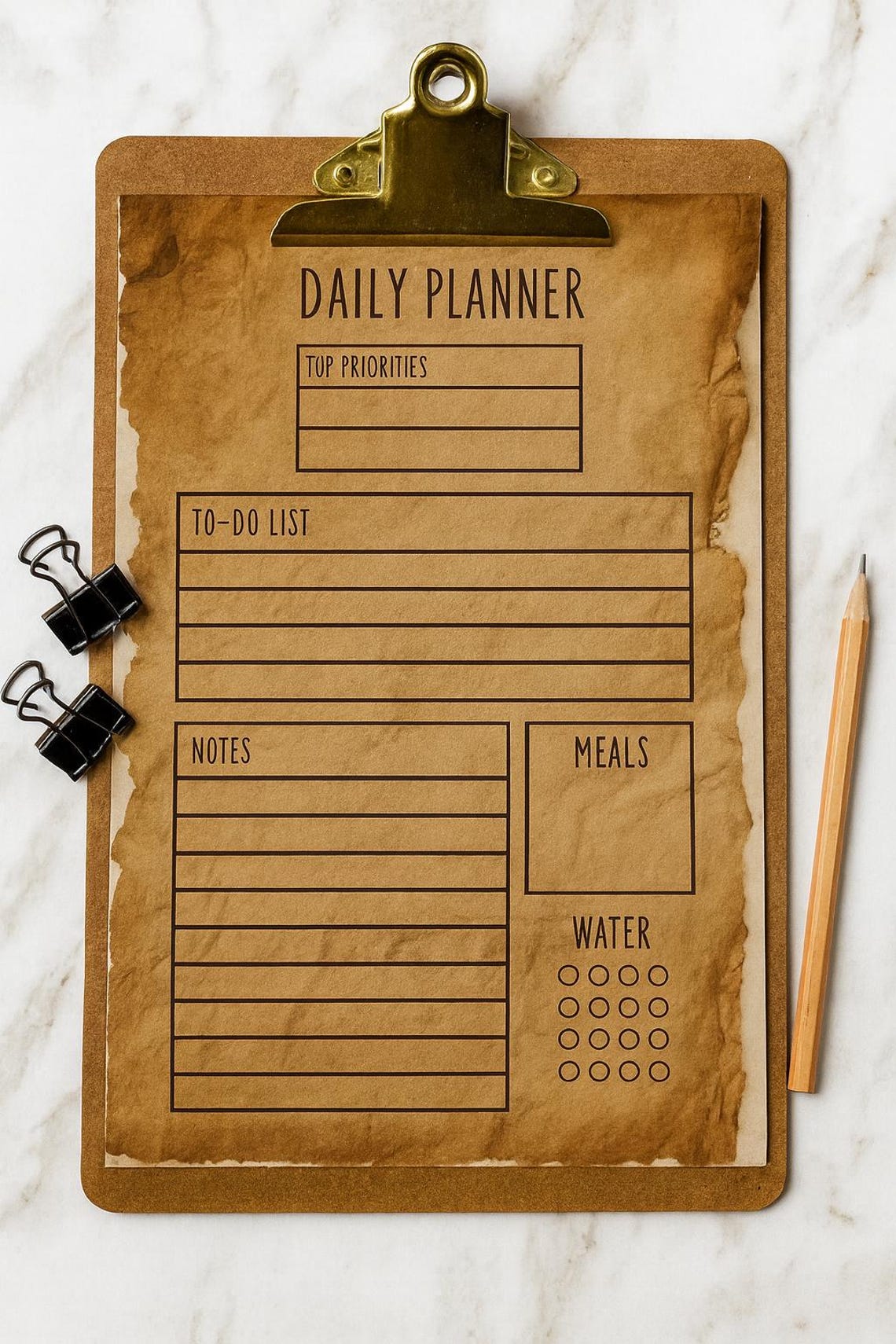 Rustic Daily Planner Printable/vintage Paper Planner Page/pdf Download ...