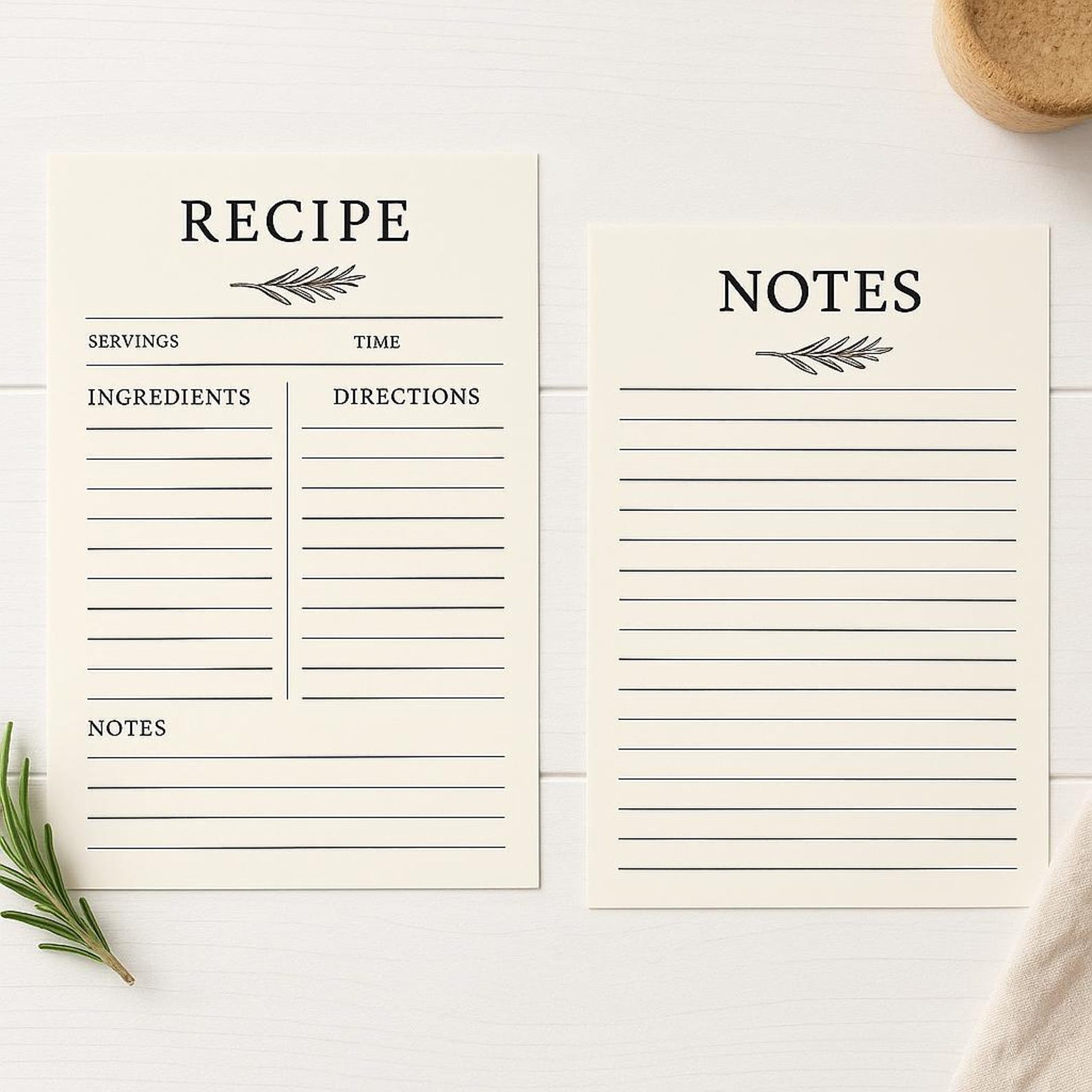 Farmhouse Recipe Card Printable | 4x6 & 5x7 Rustic Kitchen Notes ...