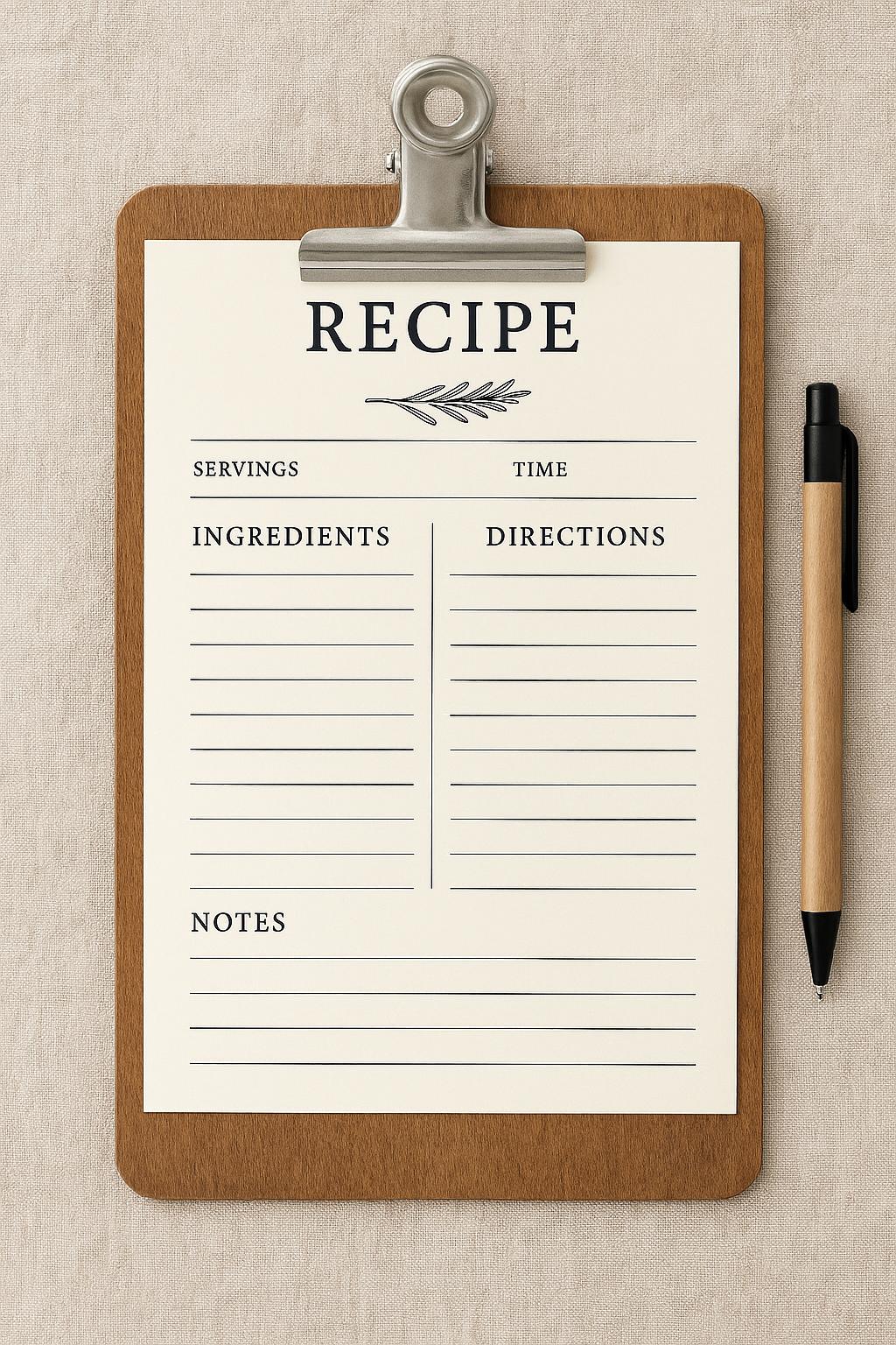 Farmhouse Recipe Card Printable | 4x6 & 5x7 Rustic Kitchen Notes ...
