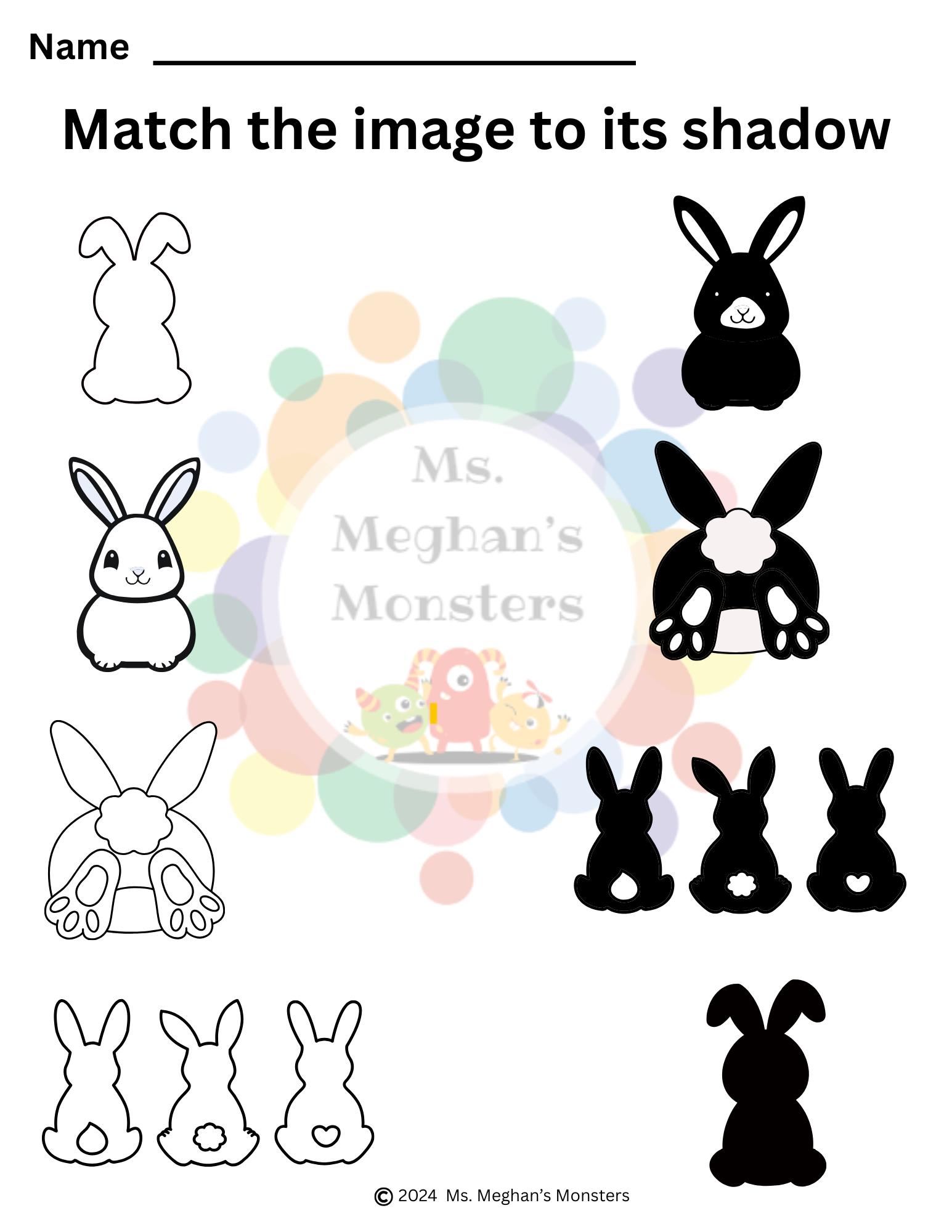 Preschool Bunny Matching Worksheet - Etsy
