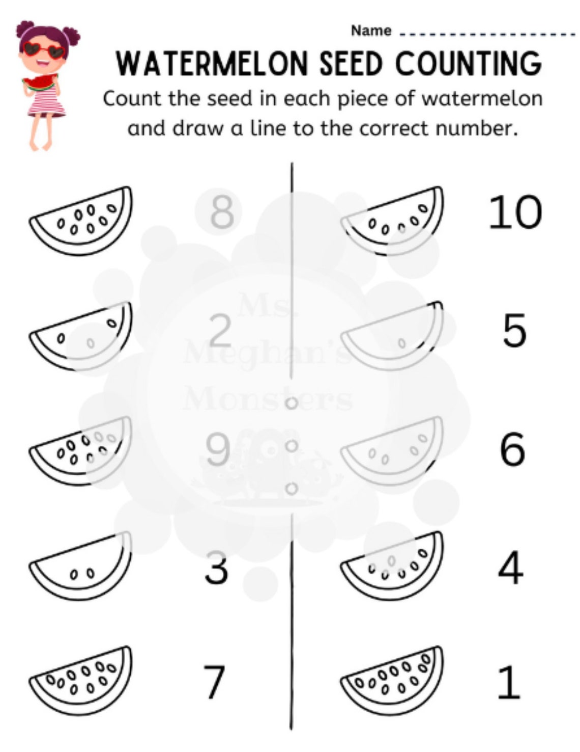 Watermelon Seed Count - Preschool Counting - Etsy