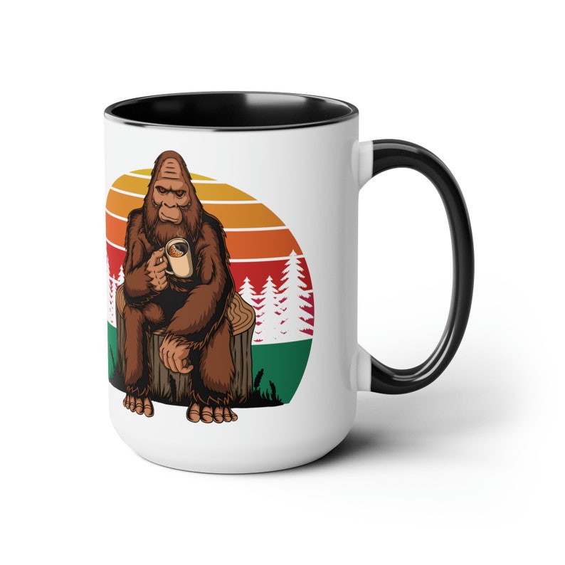 Bigfoot Drinking Coffee Two-tone Coffee Mugs, 15oz - Etsy