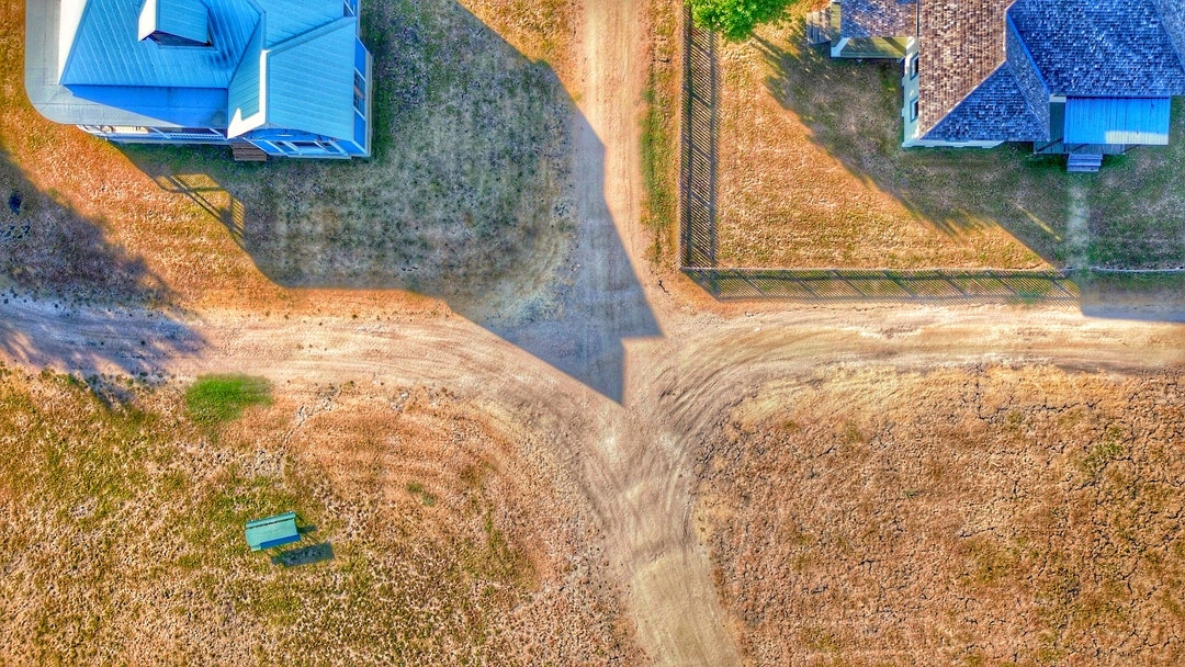 Dirt Crossroad Top Down Aerial Photo, Country Road Drone Photo Digital ...