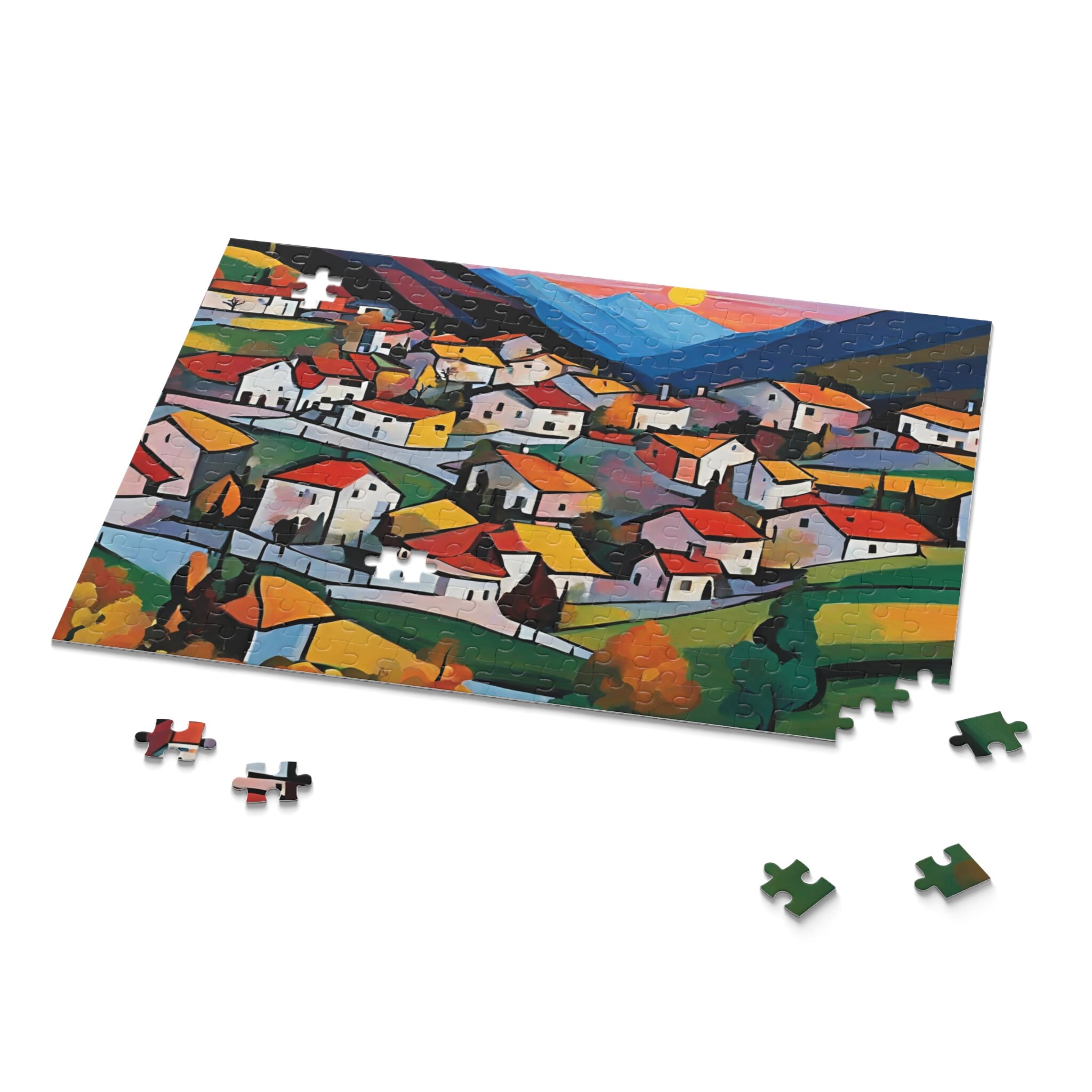 Vibrant City Art Puzzle, Colorful Abstract Puzzle, Van Gogh Watercolor ...