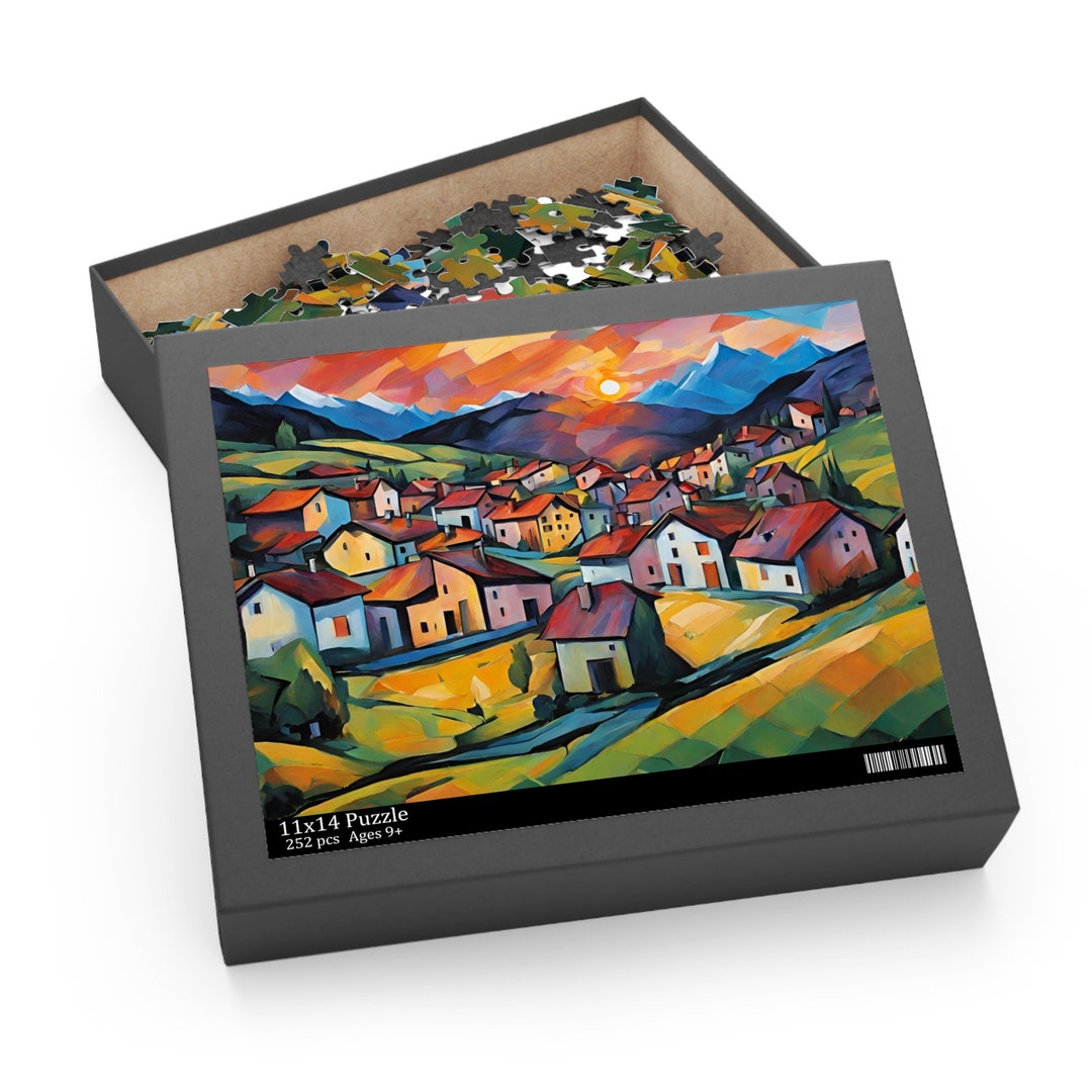 Vibrant City Art Puzzle, Colorful Abstract Puzzle, Van Gogh Watercolor ...