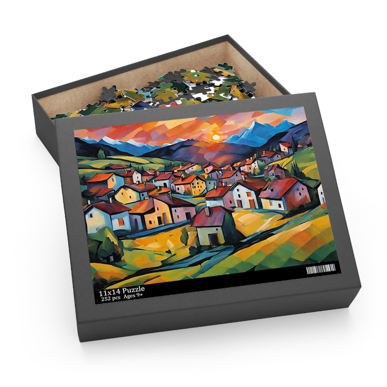 Vibrant City Art Puzzle, Colorful Abstract Puzzle, Van Gogh Watercolor ...