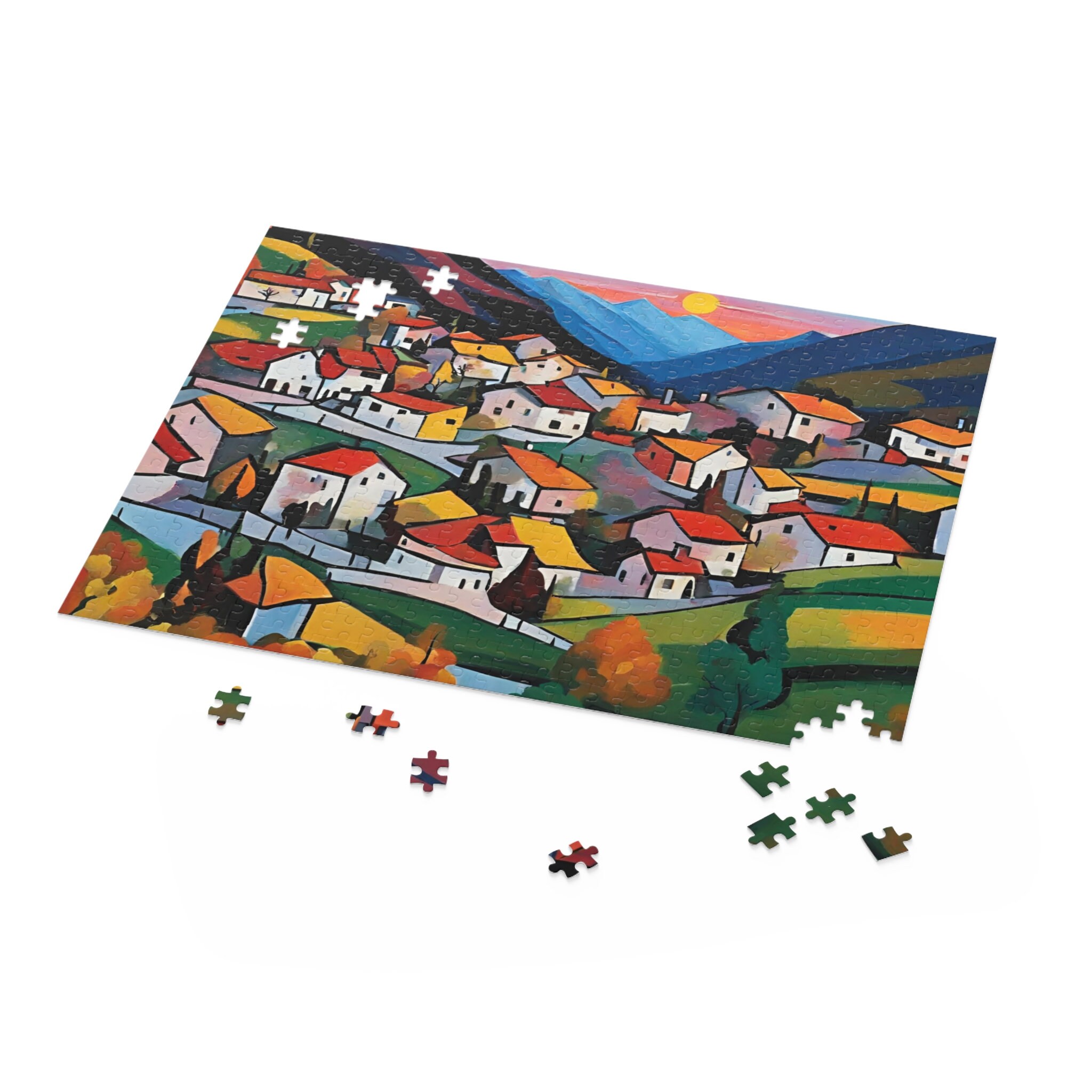 Vibrant City Art Puzzle, Colorful Abstract Puzzle, Van Gogh Watercolor ...