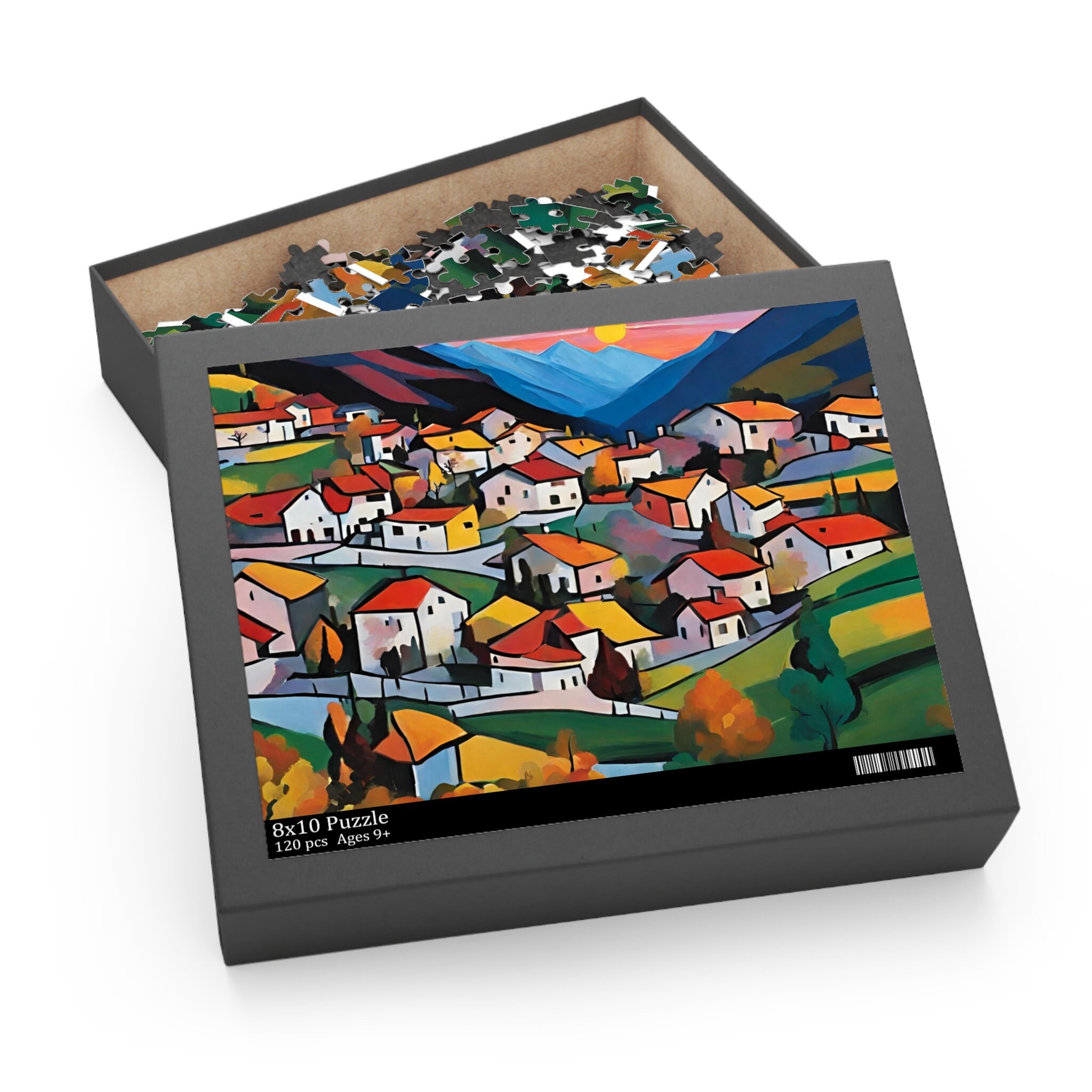 Vibrant City Art Puzzle, Colorful Abstract Puzzle, Van Gogh Watercolor ...