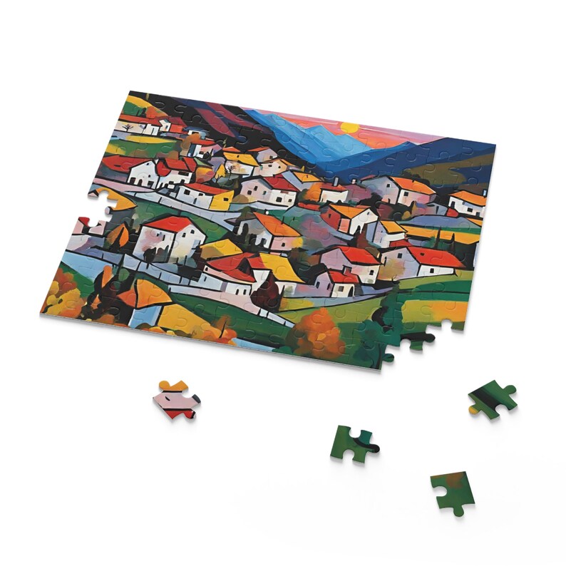 Vibrant City Art Puzzle, Colorful Abstract Puzzle, Van Gogh Watercolor ...