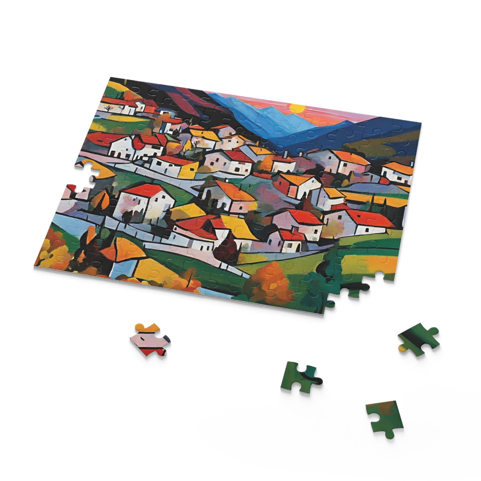 Vibrant City Art Puzzle, Colorful Abstract Puzzle, Van Gogh Watercolor ...