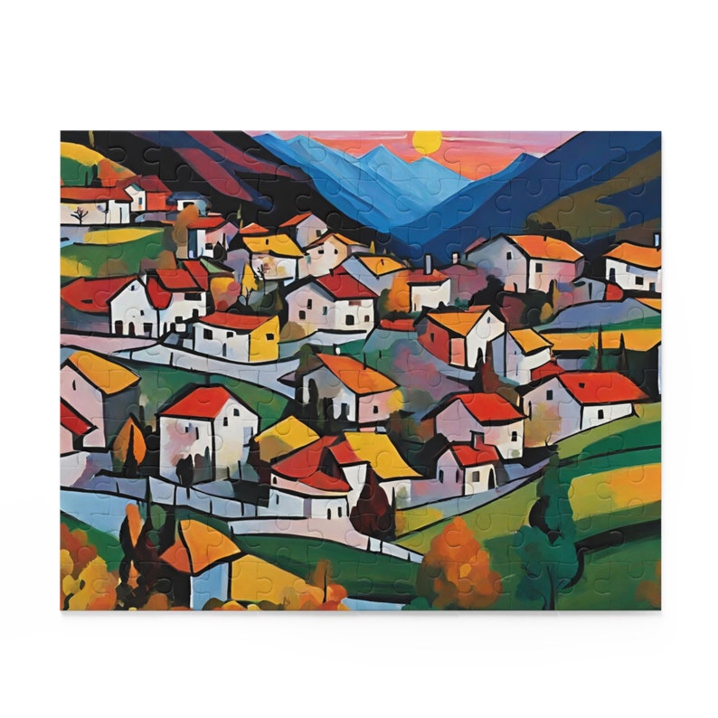 Vibrant City Art Puzzle, Colorful Abstract Puzzle, Van Gogh Watercolor ...