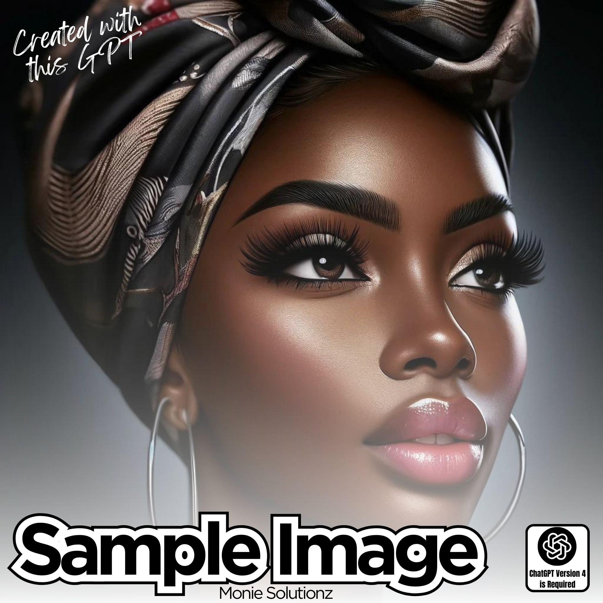 Custom Dall-e GPT Specialized AI Art Bot Headwrap Goddess Push Button Art Creation an Easy ...